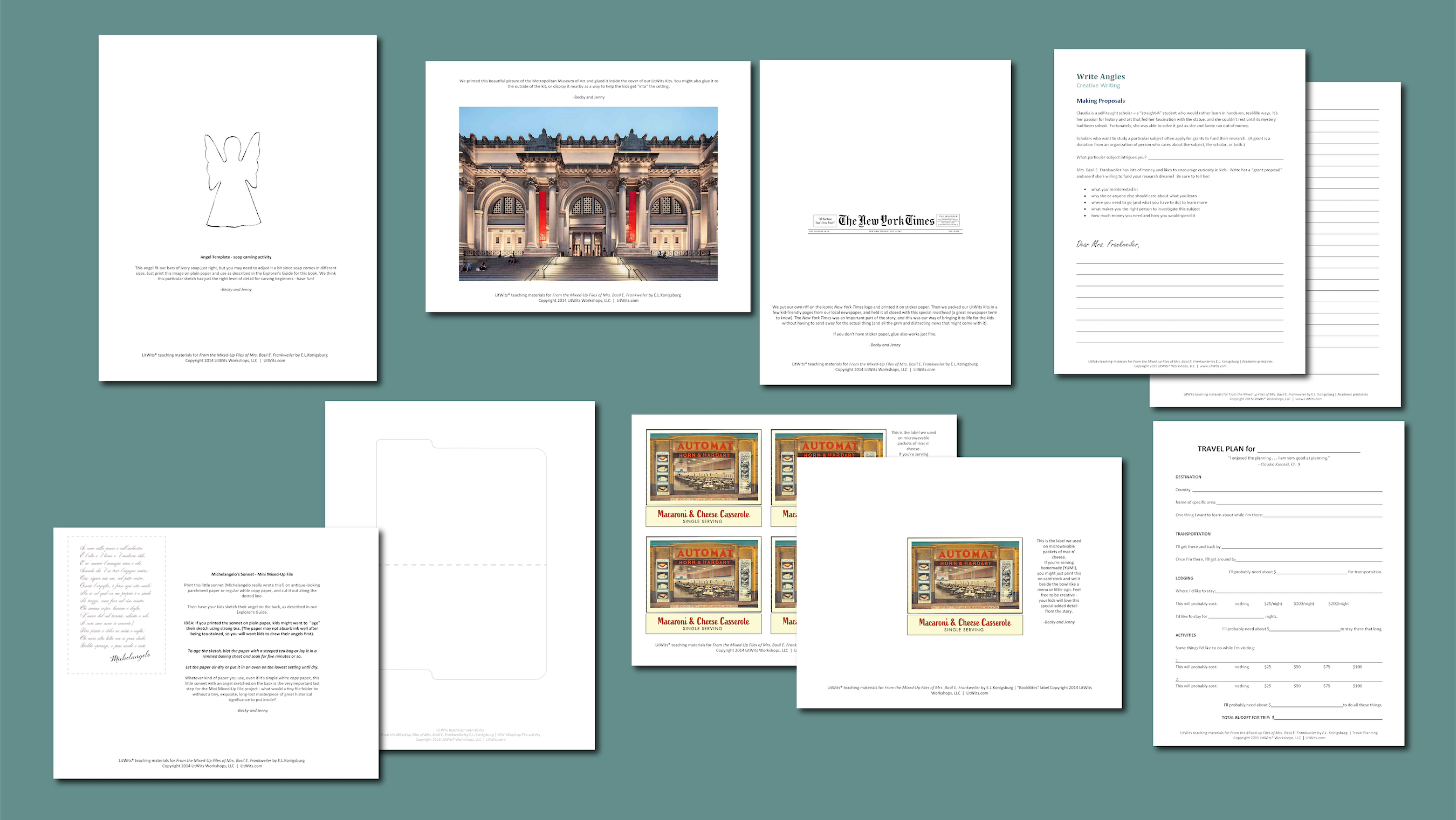 LitWits Printables for FROM THE MIXED-UP FILES OF MRS. BASIL E. FRANKWEILER